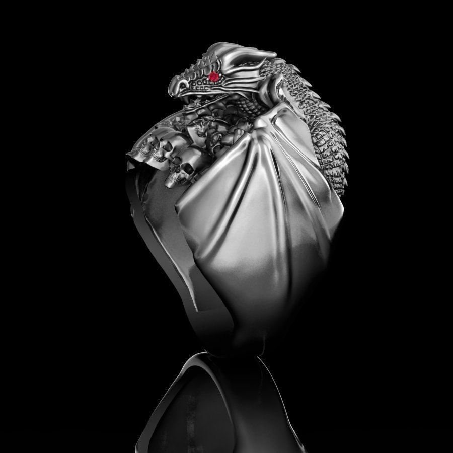 Dragon Guardian Ring 10k/14k/18k White Yellow Rose Green - Etsy