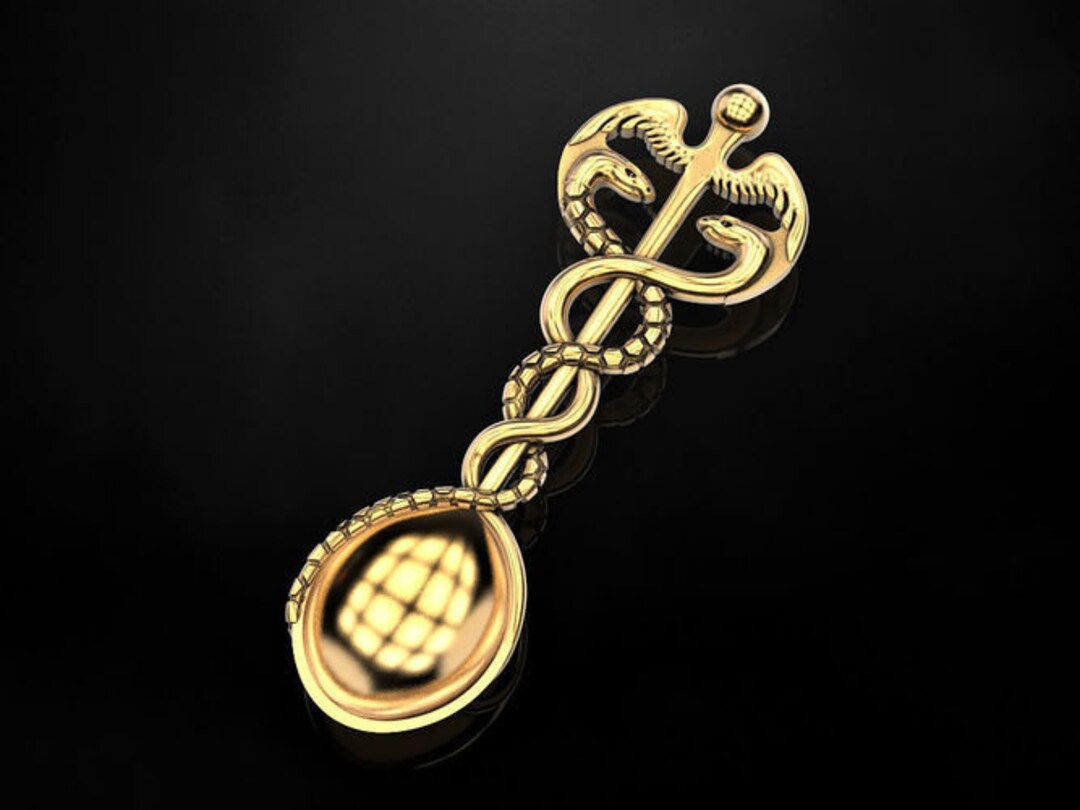 Take Your Medicine Caduceus Pendant *10k/14k/18k White, Yellow, Rose ...
