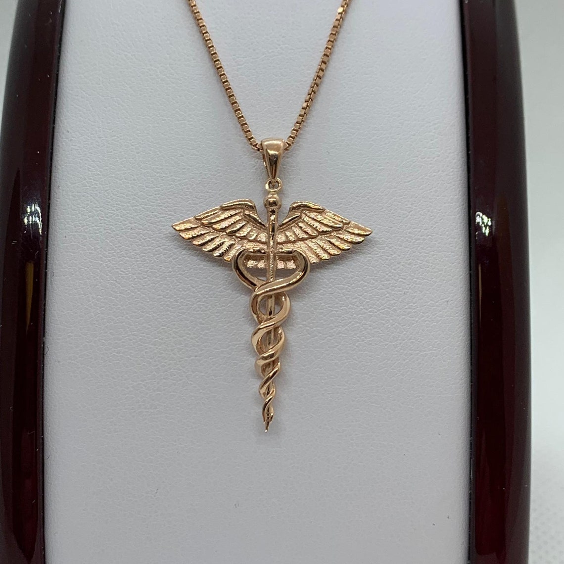 Caduceus Medical Pendant *10k/14k/18k White, Yellow, Rose Green Gold ...