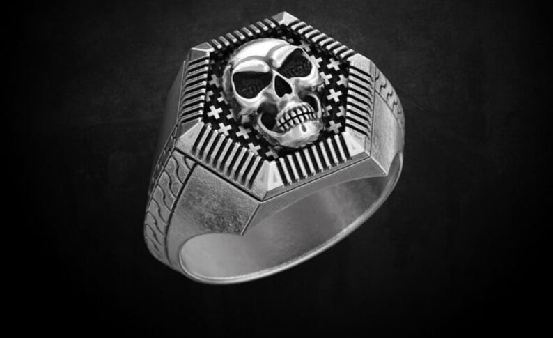 Demon Hunter Skull Ring 10k/14k/18k White Yellow Rose - Etsy