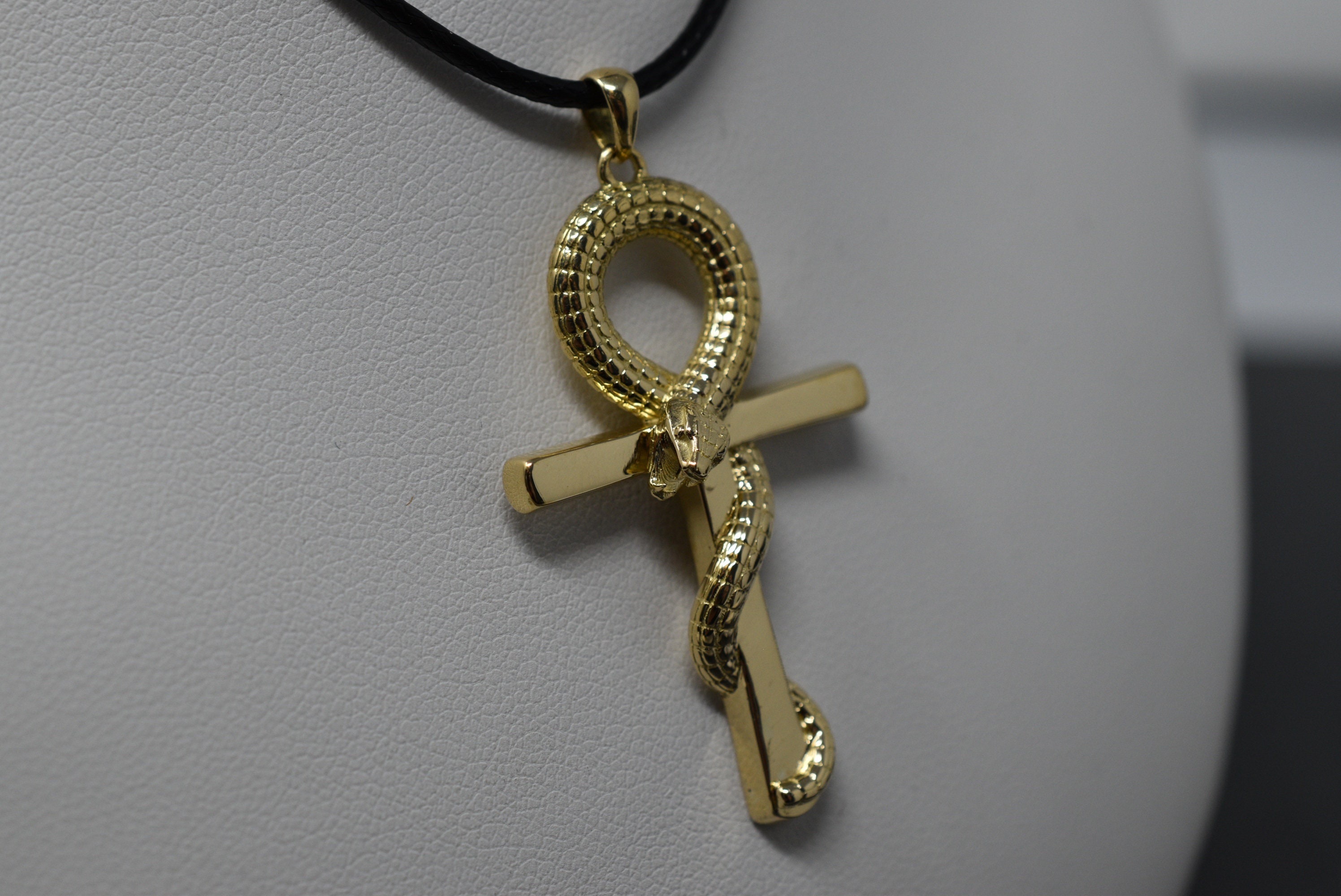 Serpent Ankh Pendant *10k/14k/18k White, Yellow, Rose, Green Gold, Gold ...