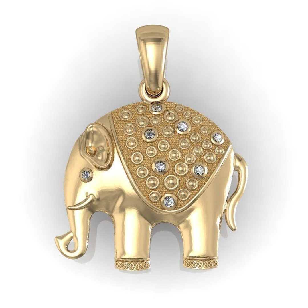 Tuffi Elephant Pendant 10k/14k/18k White, Yellow, Rose, Green Gold ...
