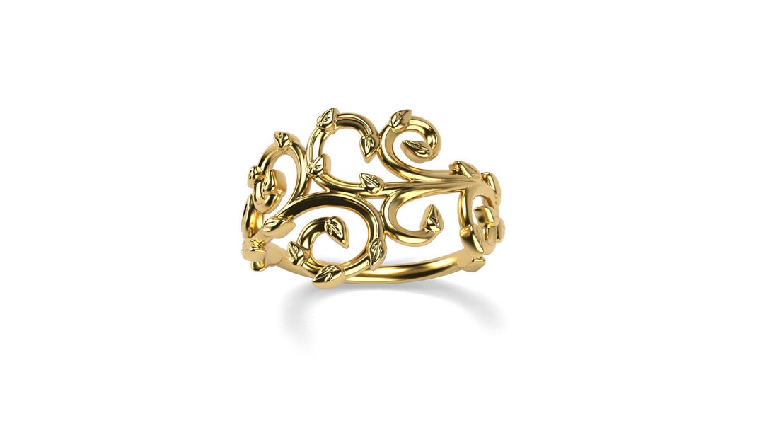 Sprawling Vine Ring *10k/14k/18k White, Yellow, Rose, Green Gold, Gold ...