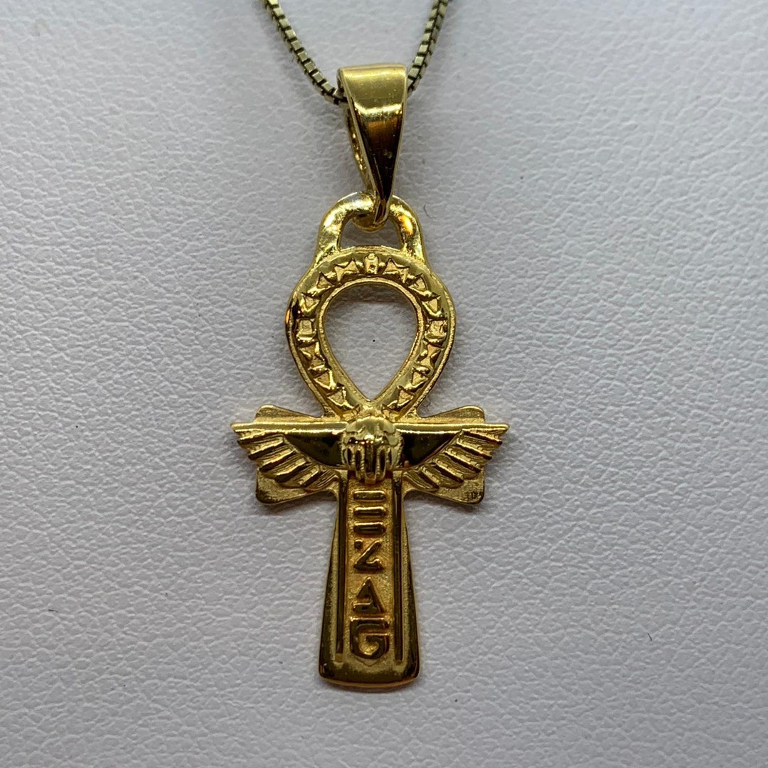 Egyptian Ankh Pendant 10k/14k/18k White, Yellow, Rose, Green Gold, Gold ...