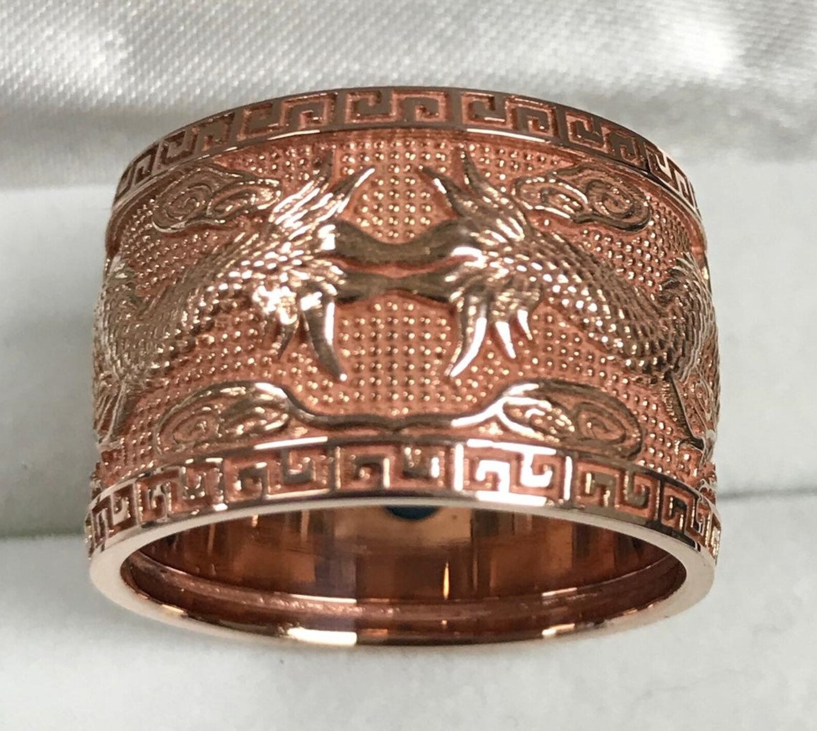 Dracon Dragon Ring *synthetic Ruby With 10k/14k/18k White, Yellow Rose ...