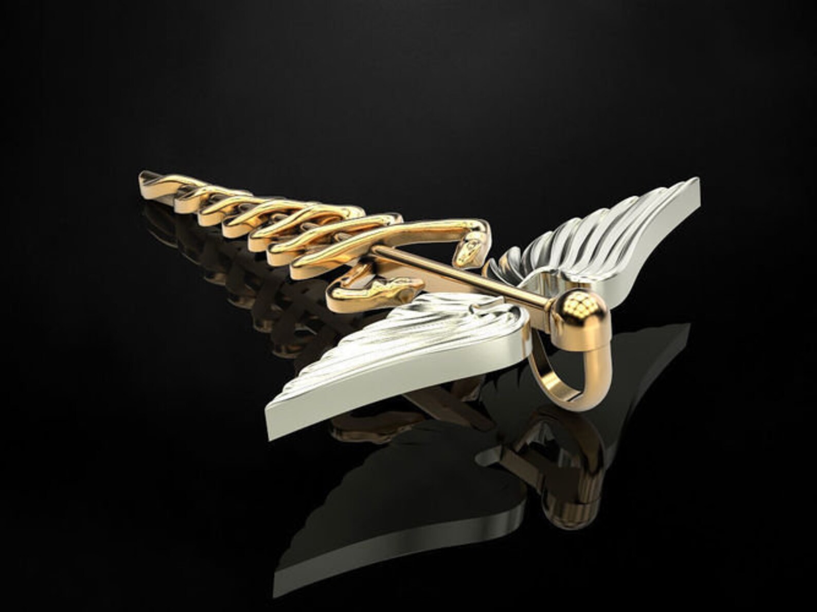 Wand of Hermes First Aid Pendant *10k/14k/18k White, Yellow, Rose ...