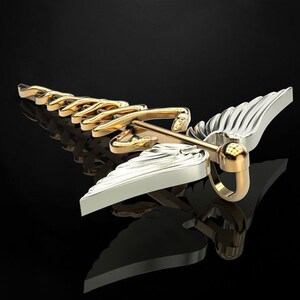 Wand of Hermes First Aid Pendant *10k/14k/18k White, Yellow, Rose ...
