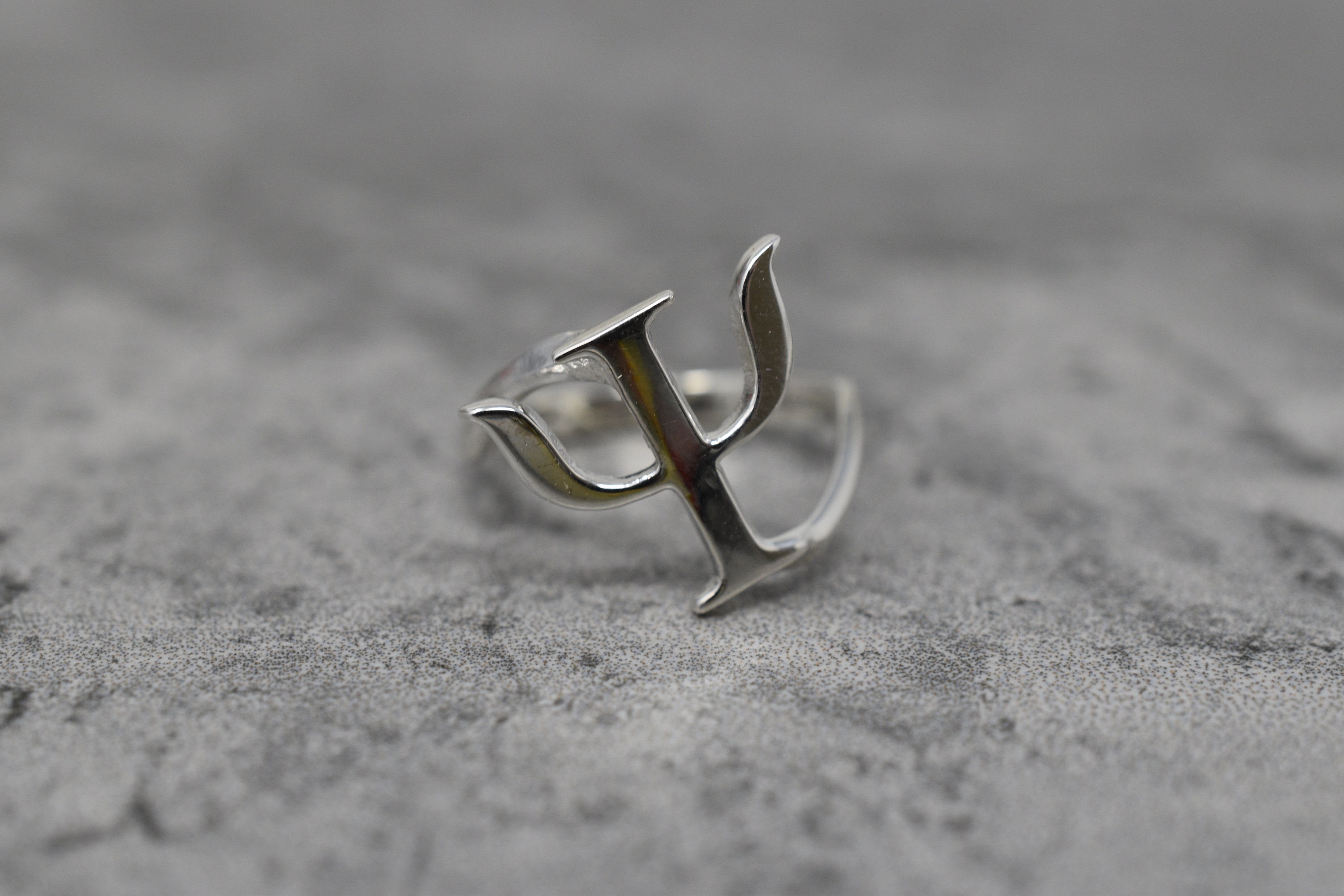 Psi Symbol Ring 10k/14k/18k White Yellow Rose Green Gold - Etsy