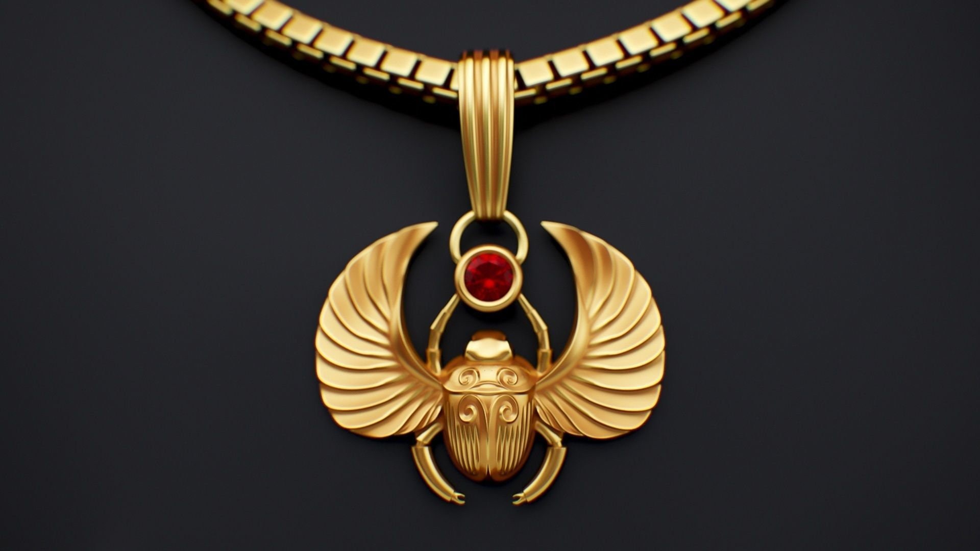 Scarab Amulet Pendant 0.50 Carat 10k/14k/18k White Yellow - Etsy