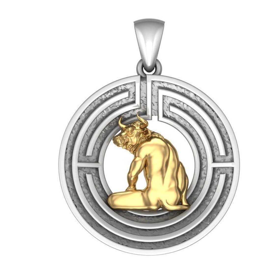 Minotaur Labyrinth Pendant *10k/14k/18k White, Yellow, Rose Green Gold ...
