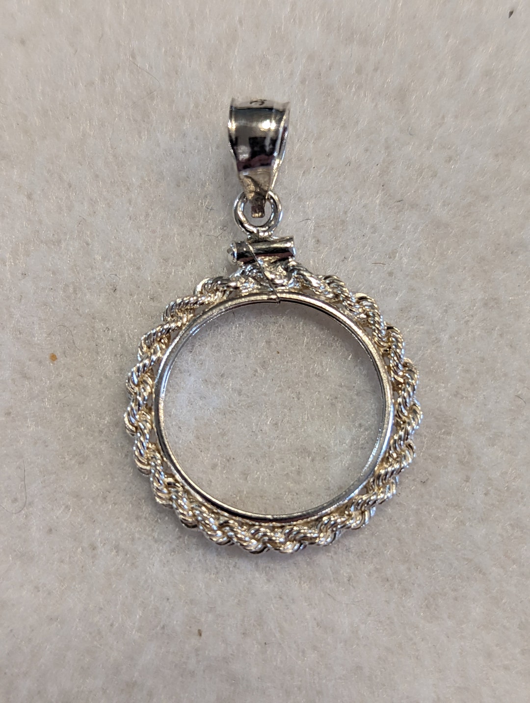 SOLID Sterling Silver Screw Top Rope Coin Bezel/frame for US Dimes ...