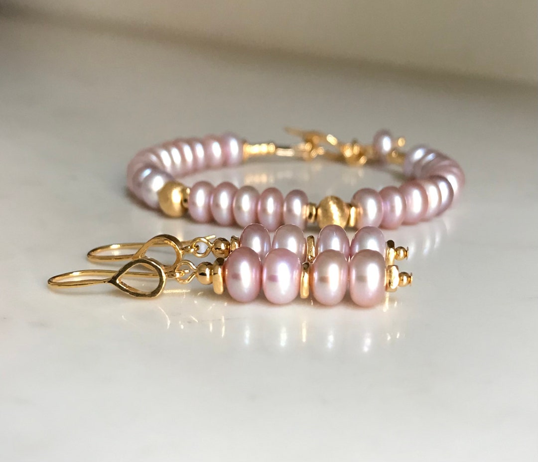 Stunning Pink Pearl + Thai Hill Tribe Silver 24k Gold Vermeil Earrings ...