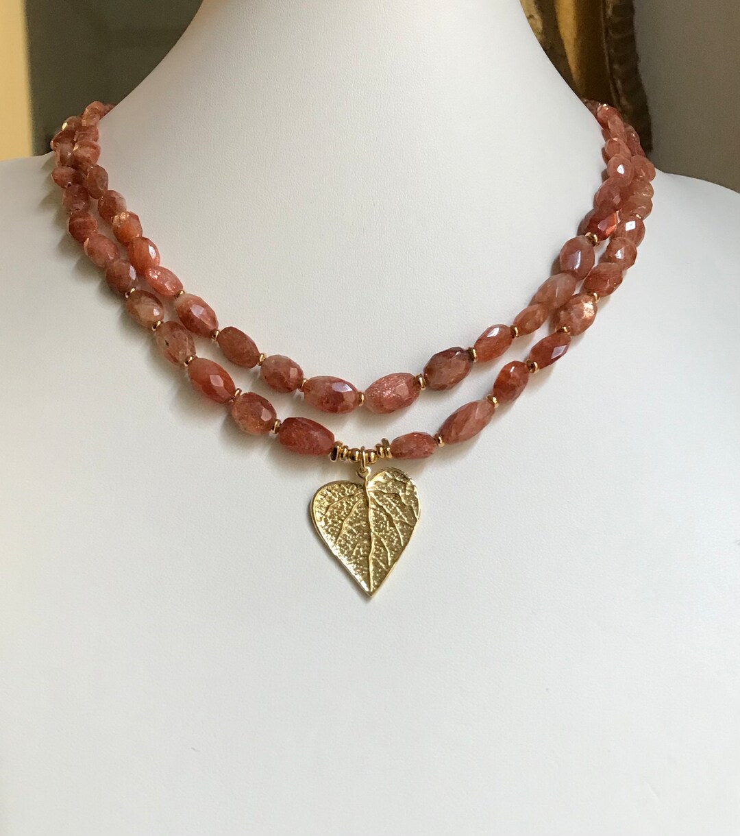 Sunstone + 24k Gold Vermeil Double Strand Handmade Necklace, Stone of ...