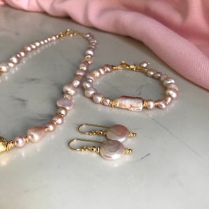Stunning Pink Pearls + Thai Hill Tribe Silver 24k Gold Vermeil Necklace ...