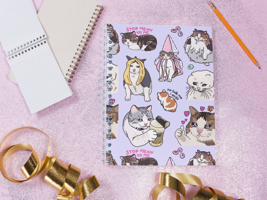 The Original Sad Cat Meme Spiral Journal Notebook, Sad Cat Meme, Crying ...