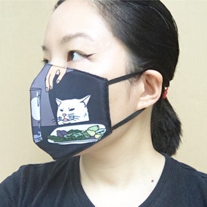 Cat Meme Mask Bundle of 2 - Meme Angry Woman Vs Cat Face Mask, Crying ...