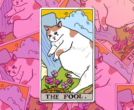 Tarot Cat the Fool Crying Cat Meme Sticker Cat Meme Sticker | Etsy