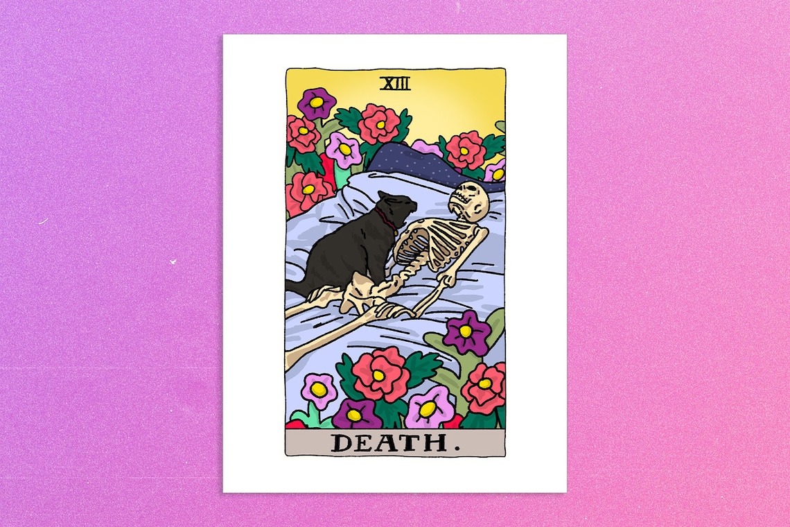 Death Cursed Cat Meme Tarot Art Print Poster Cat Scream - Etsy