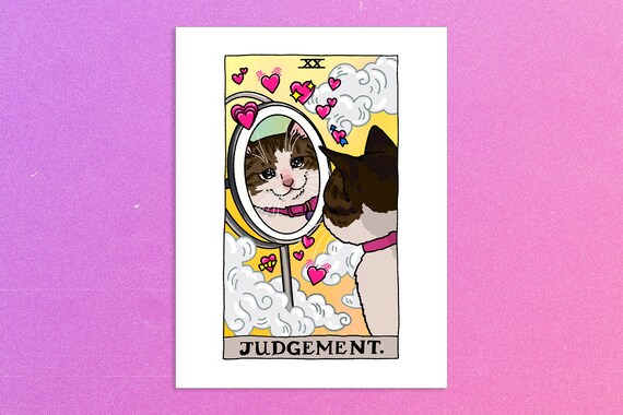 Judgement Sad Cat Meme Tarot Art Print Poster Crying Cat - Etsy UK