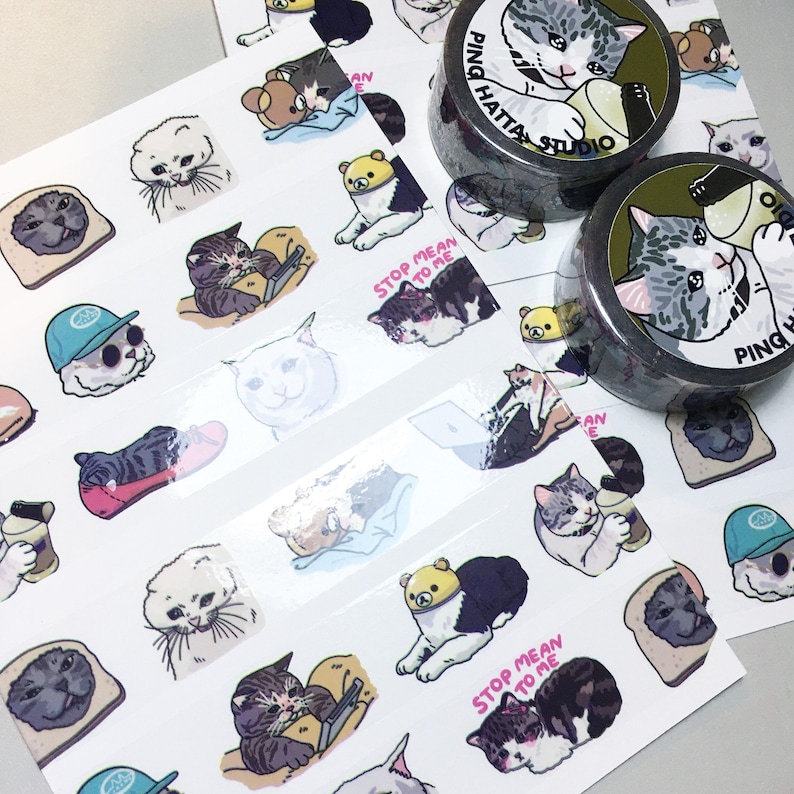 Sad Cat Meme Clear Tape Masking Sticker Tape Cat Diary Cat - Etsy