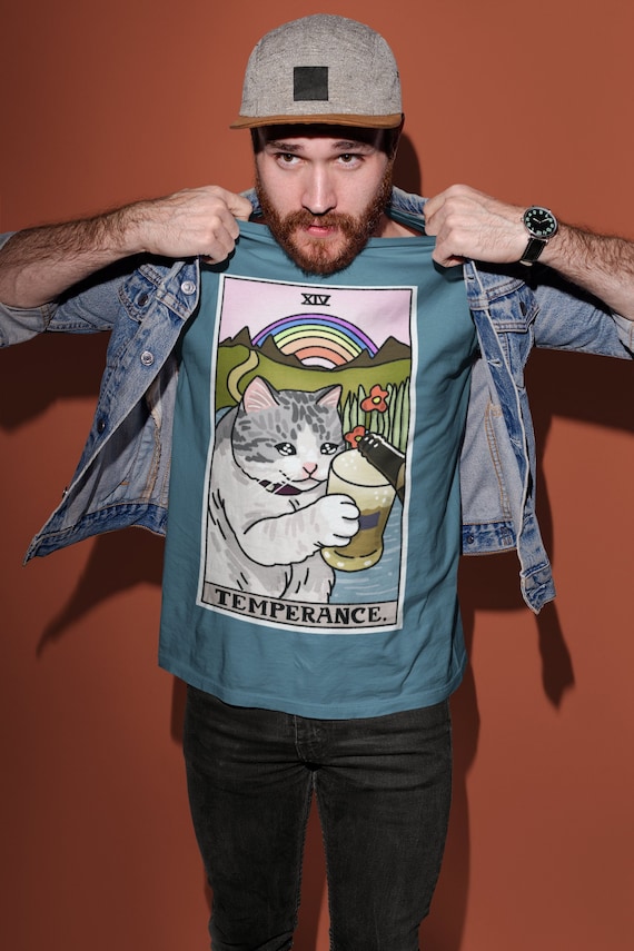 The Original Sad Beer Cat Meme Temperance Tarot T Shirt Tarot - Etsy