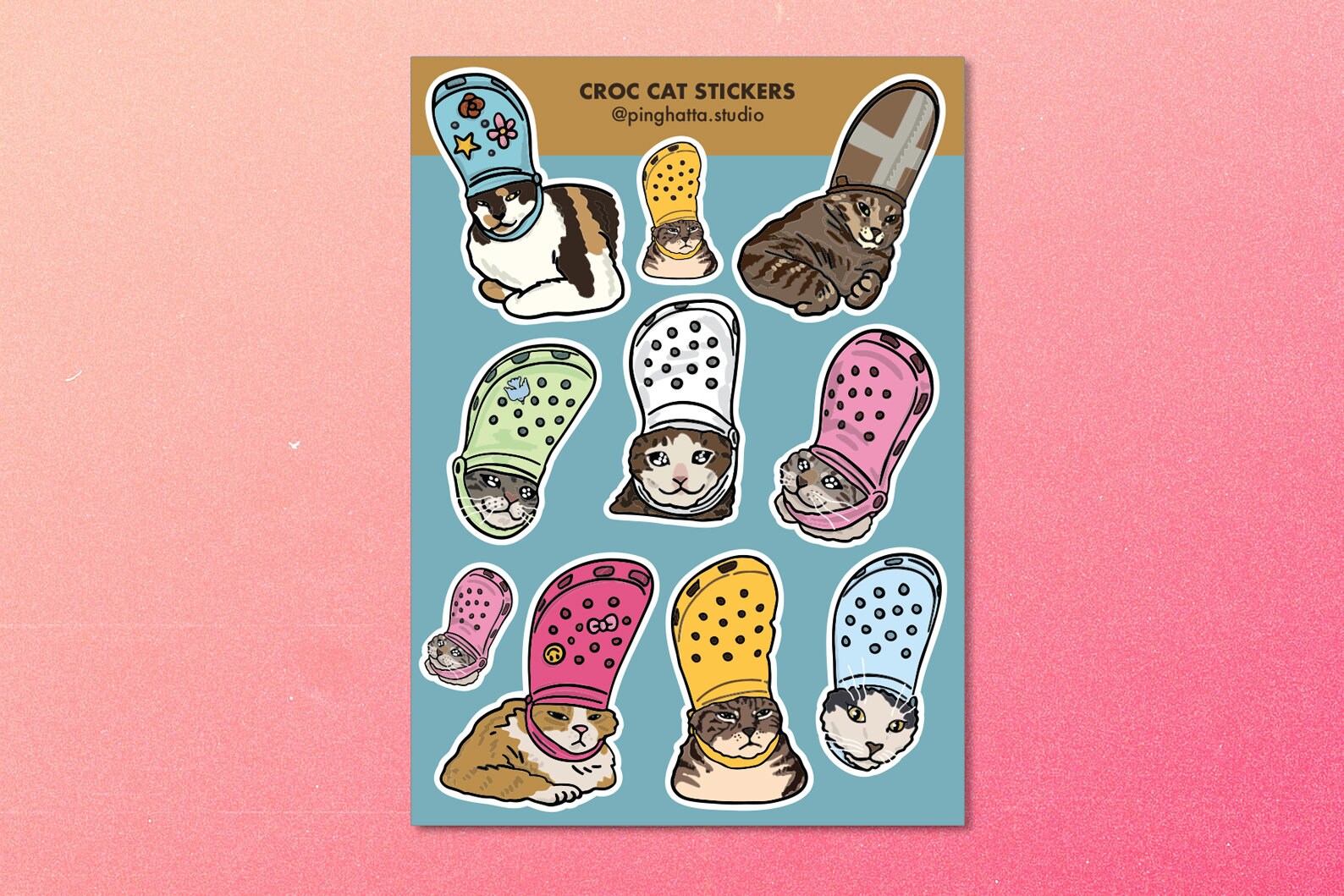 Croc Cat Meme Sticker Sheet – Sad Cat Sticker, Pope Cat Meme Sticker ...