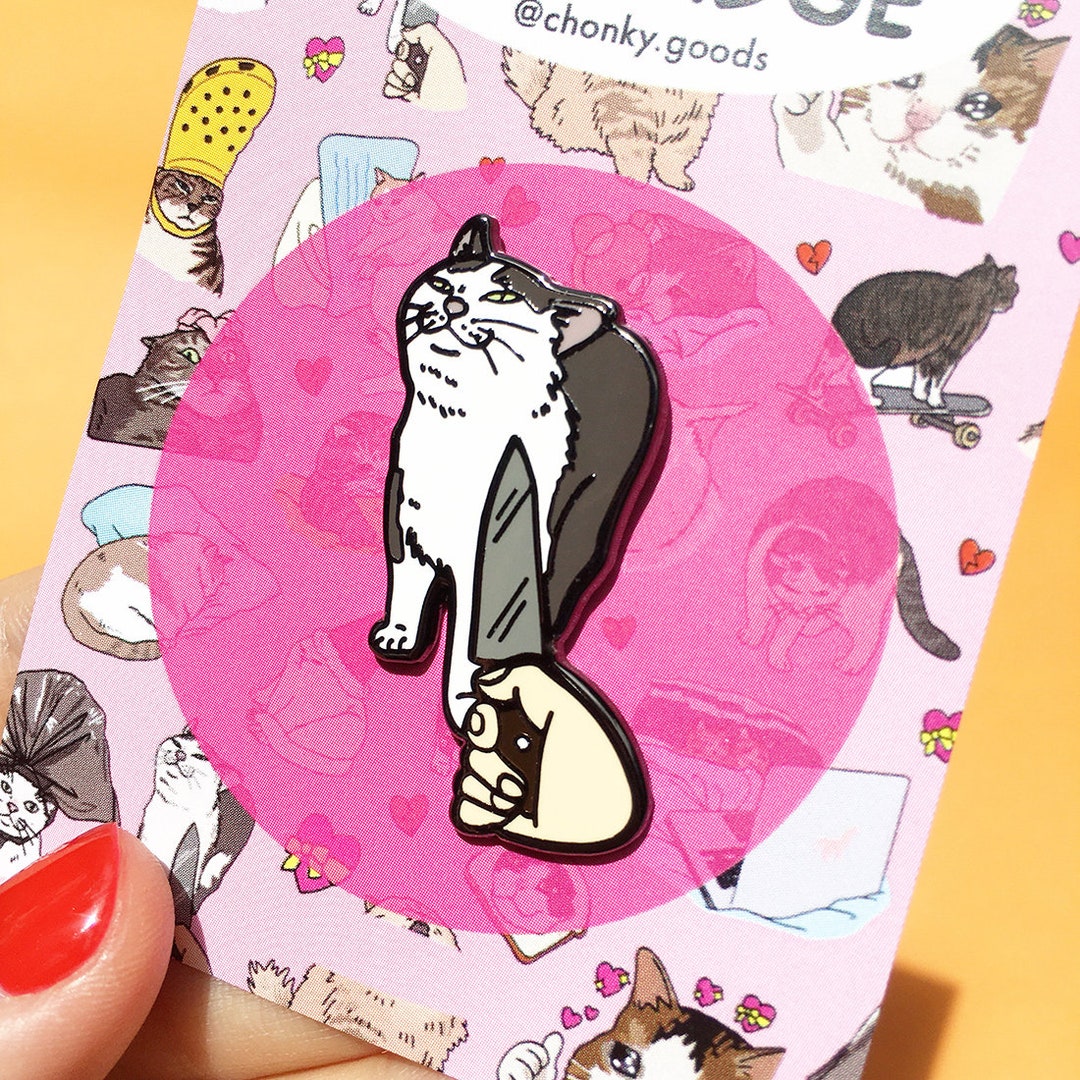 The Original Knife Cat Meme Enamel Pin – Cat Meme Pin, Smug Knife Cat ...