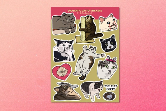 Dramatic Cat Meme Sticker Sheet Sad Cat Sticker Funny Meme - Etsy