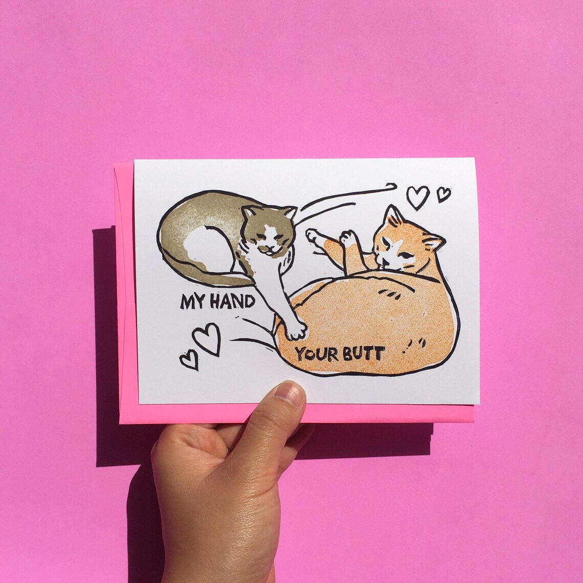 My Hand Your Butt Hand Print Cat Anniversary Love Card Etsy