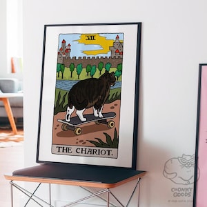 The Chariot Skateboard Bye Adios Cat Meme Tarot Art Poster, Smug Cat ...
