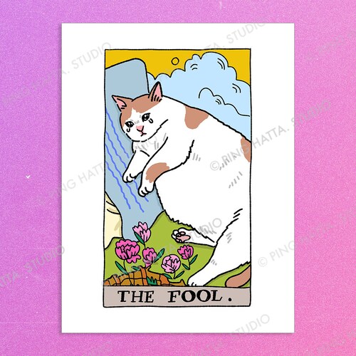 The Fool Sad Cat Meme Tarot Art Print Poster Sad Cat Meme - Etsy