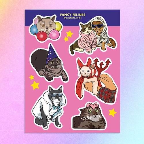 Birthday Party Cat Meme Sticker Sheet Cat Meme Sticker - Etsy