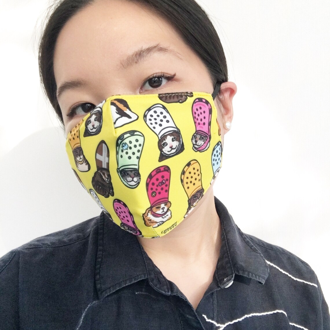 Yellow Croc Cat Meme Sad Cat Meme Fabric Mask Crying Cat | Etsy