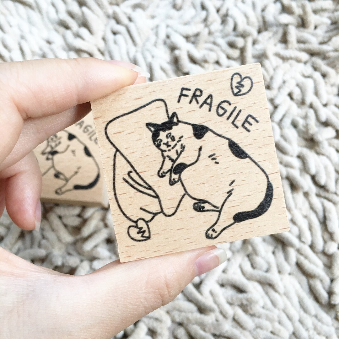 Fragile Sad Cat Meme Crying Cat Fragile Wood Stamp Happy Mail - Etsy