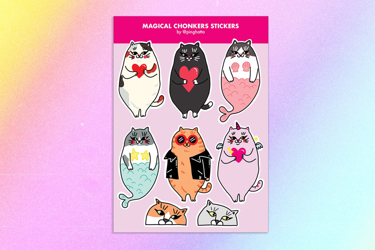 Magical Chonker Cat Sticker sheet Cat meme sticker cursed | Etsy