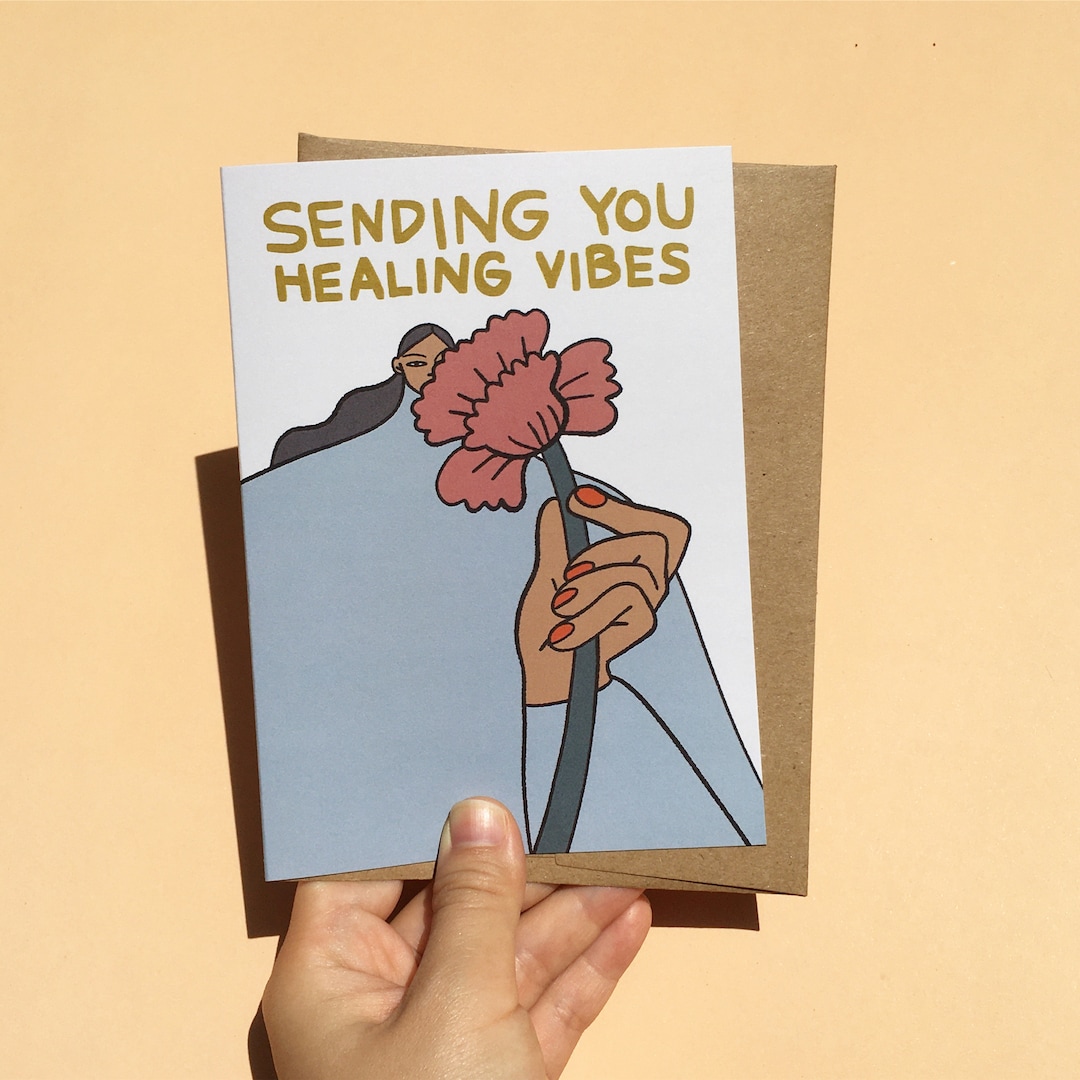 Sending You Healing Vibes, Modern Minimal Feminist Card, Sympathy ...