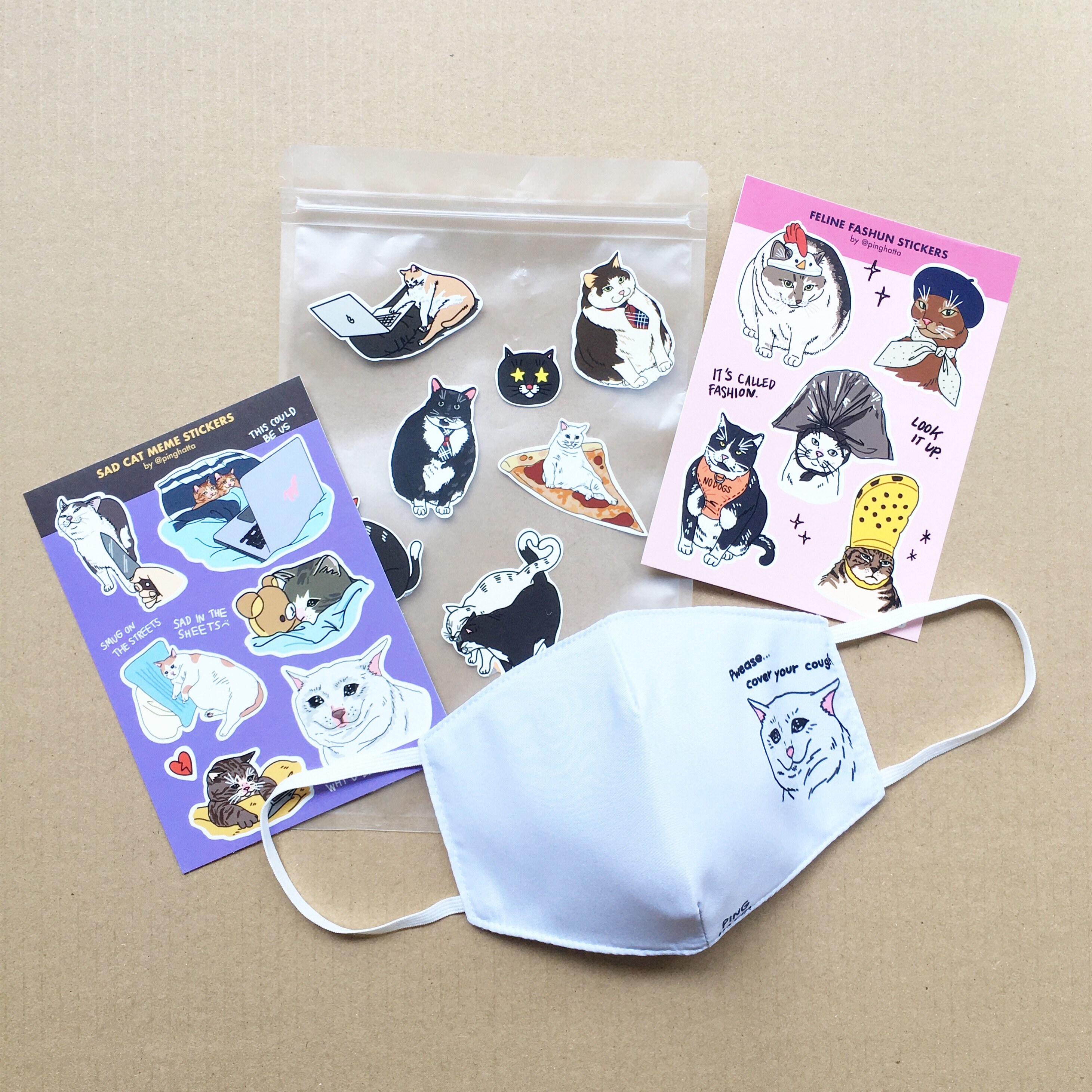 Choose Your Fabric Mask 2 Sticker Sheets Sad Cat Meme - Etsy