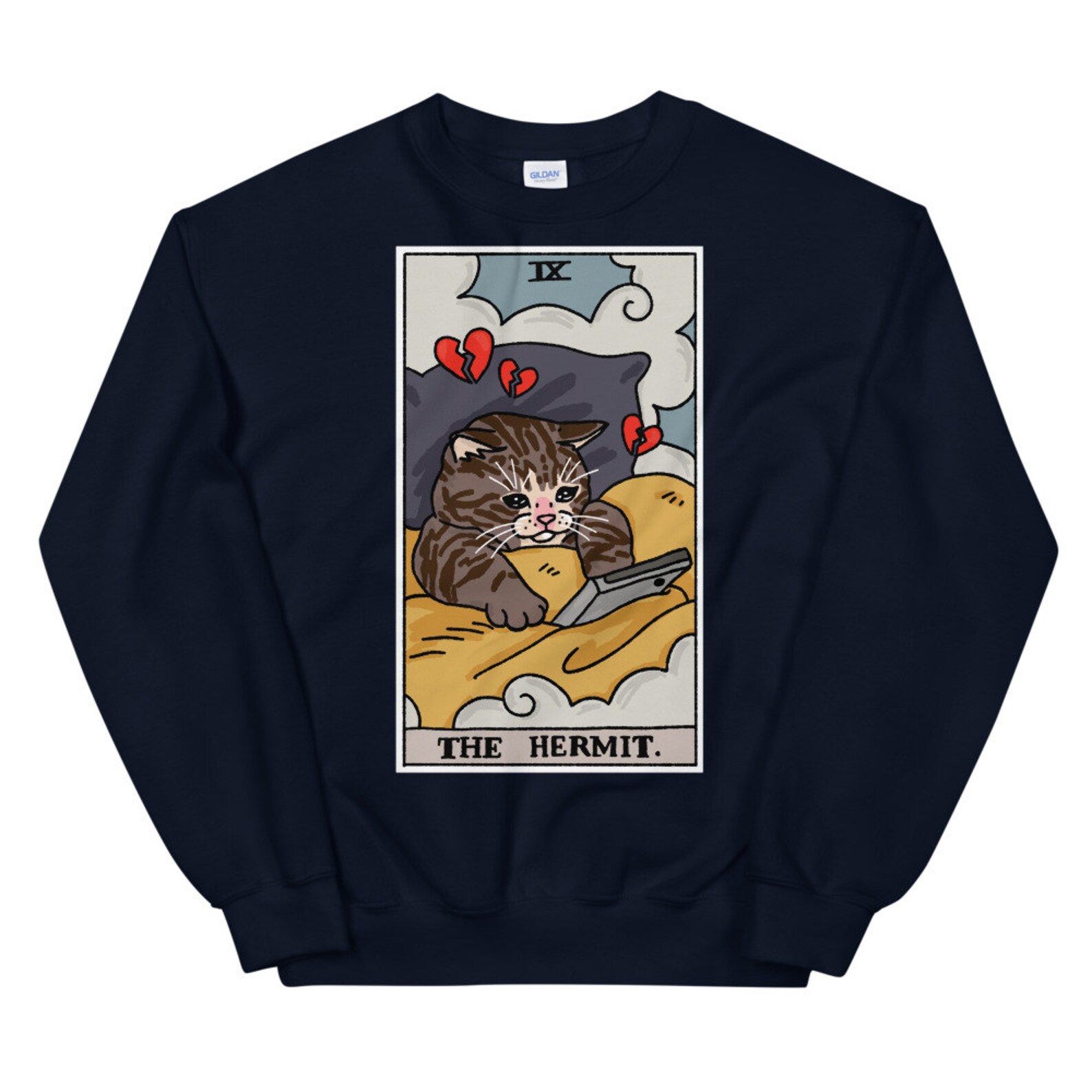 The Original Sad Cat Meme the Hermit Tarot Sweatshirt Tarot - Etsy UK