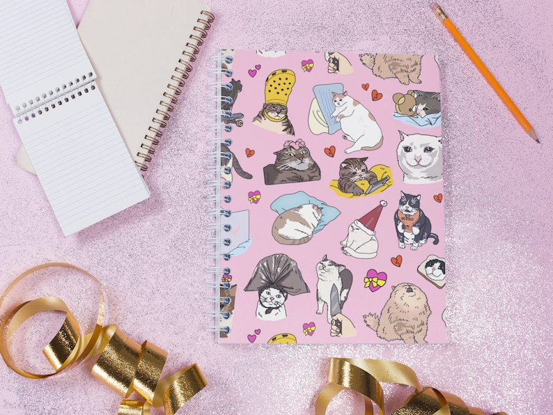 The Original Sad Cat Meme Spiral Journal Notebook Sad Cat Etsy