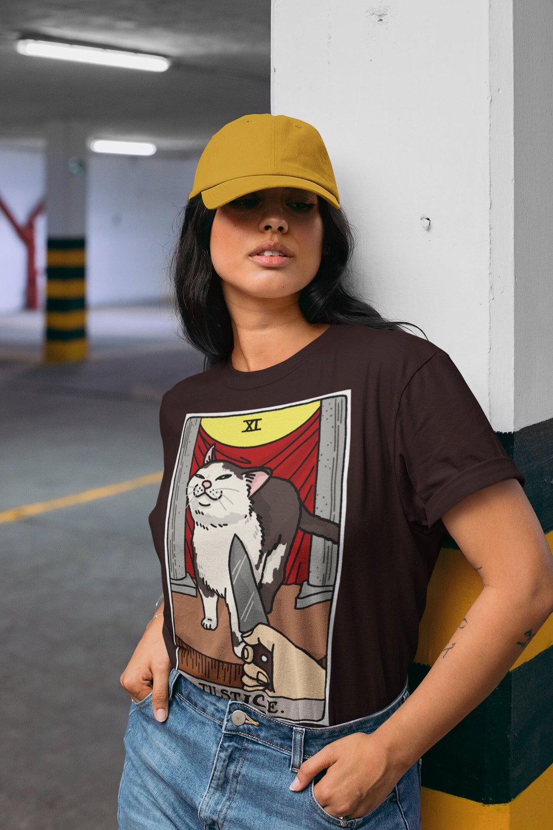 The Original Justice Knife Smug Cat Meme Tarot Shirt, Funny Cat Meme T ...