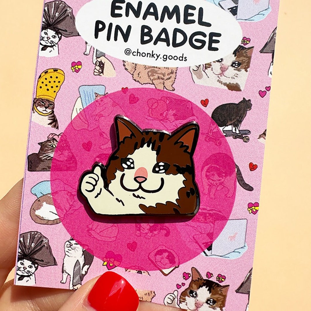 The Original Thumbs up Good Job Cat Enamel Pin – Cat Meme Pin, Sad Cat ...
