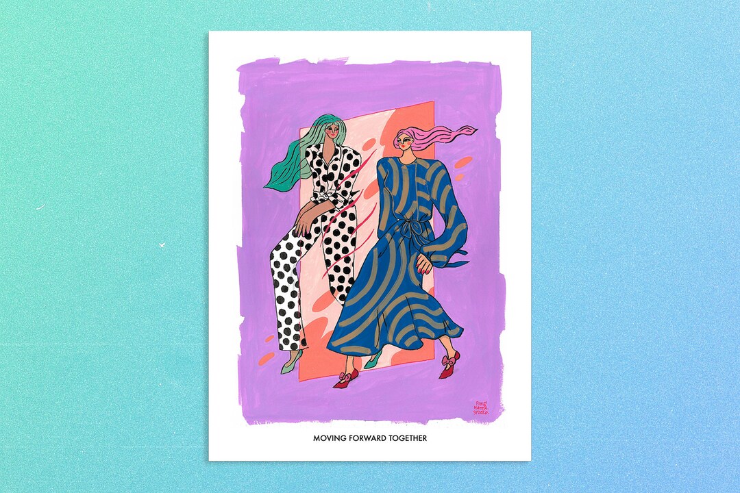 Moving Forward Together - Woman Illustration Art, Female Portrait Art ...