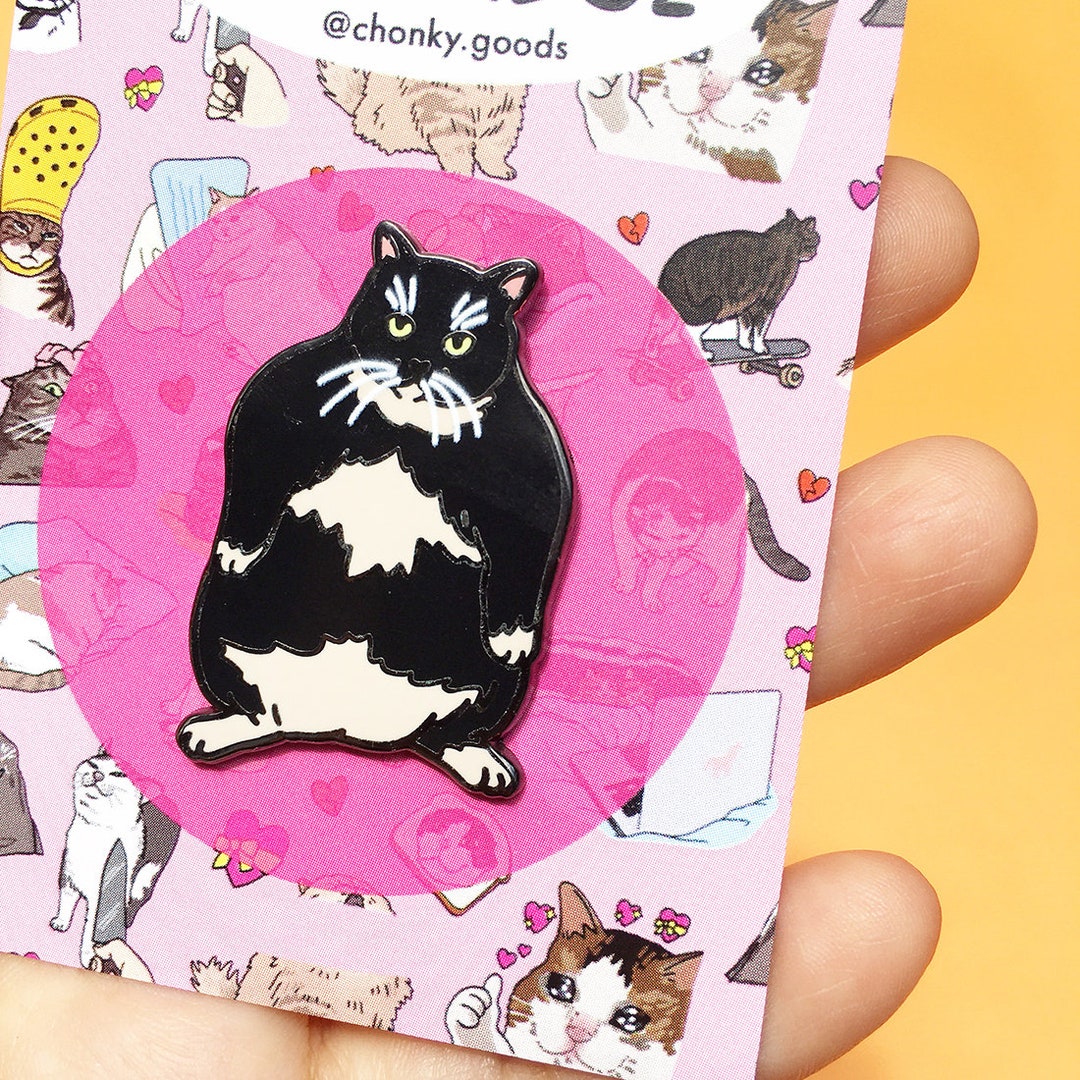 The Original Standing Chonky Cat Meme Enamel Pin – Cat Meme Pin, Sad ...
