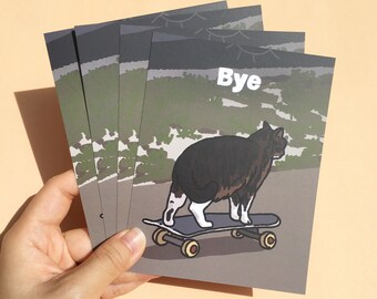 Skateboard Cat Adios - Etsy