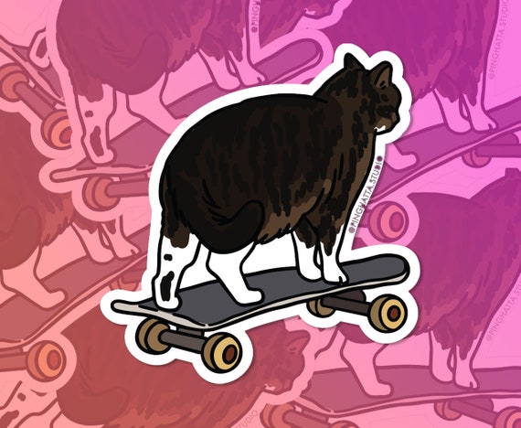 Skateboard Cat Bye Meme Sticker Cat Meme Sticker Sad Cat | Etsy UK