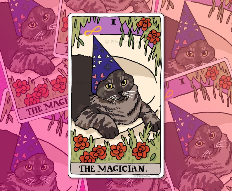 Tarot Cat the Magician Wizard Cat Meme Sticker Cat Meme - Etsy