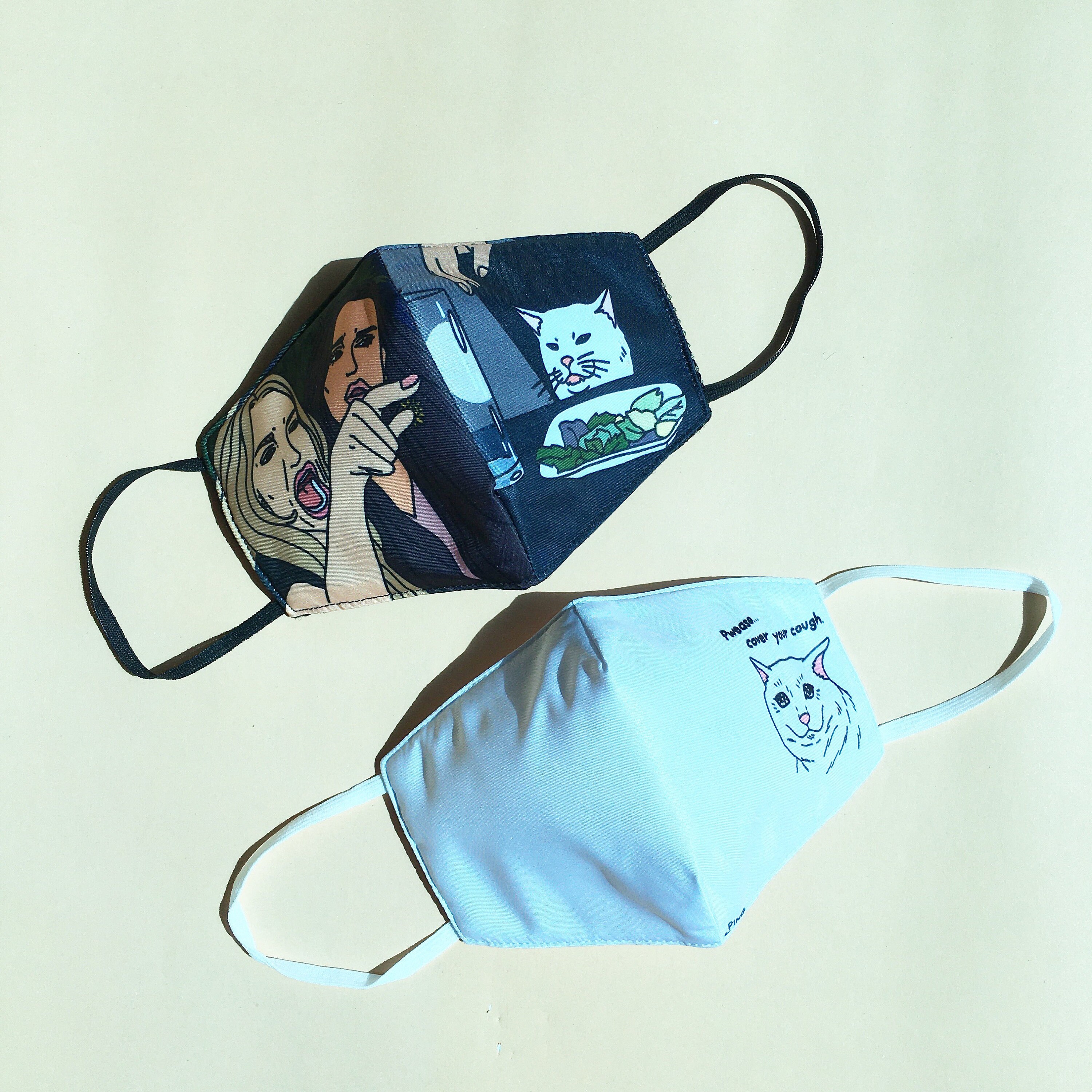 Cat Meme Mask Bundle of 2 Meme Angry Woman Vs Cat Face Mask | Etsy