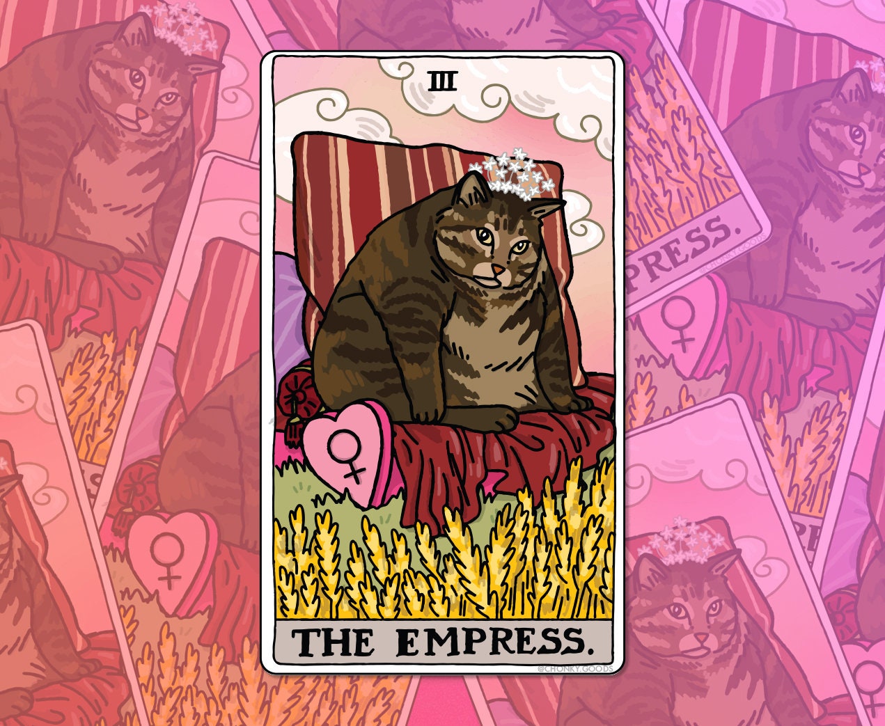 Tarot Cat the Empress Chonky Fat Cat Meme Sticker Brown Big | Etsy ...