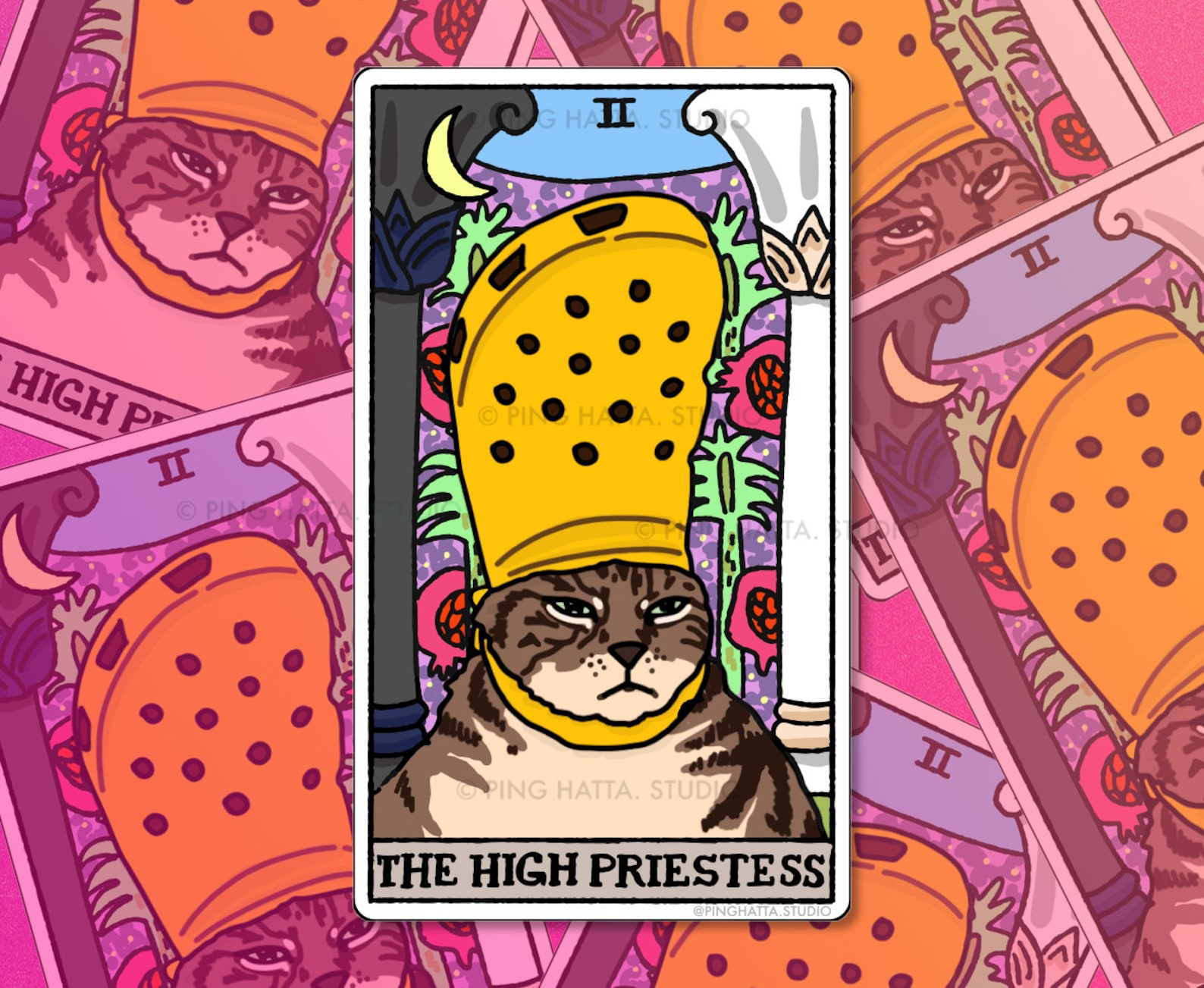 Tarot Cat the High Priestess Croc Cat Meme Sticker Cat Meme | Etsy