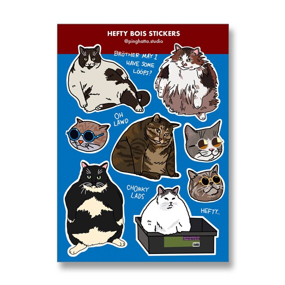 Hefty chonky Cat Meme Sticker sheet fat cat lover sticker | Etsy